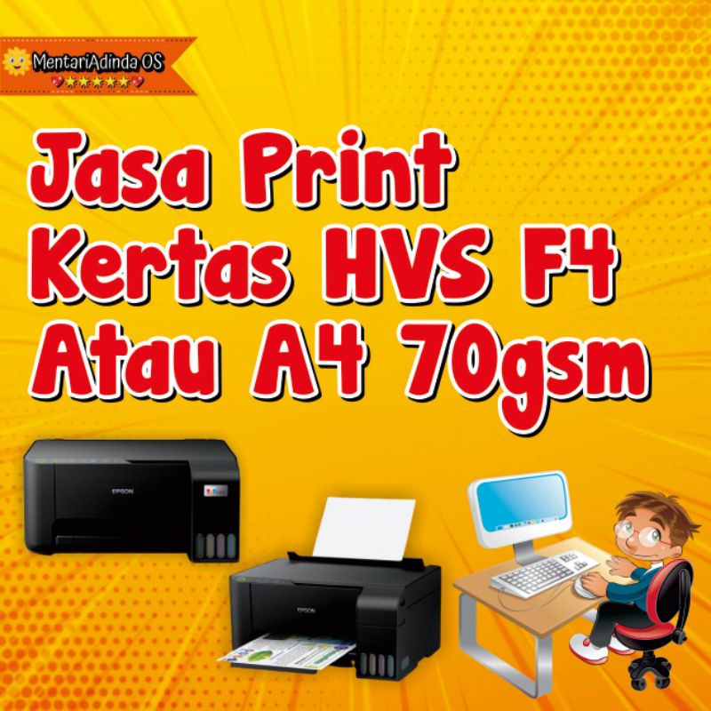 Jual Jasa Print Murah HVS Putih A4 F4 70gsm, Warna & Hitam Putih (Print ...