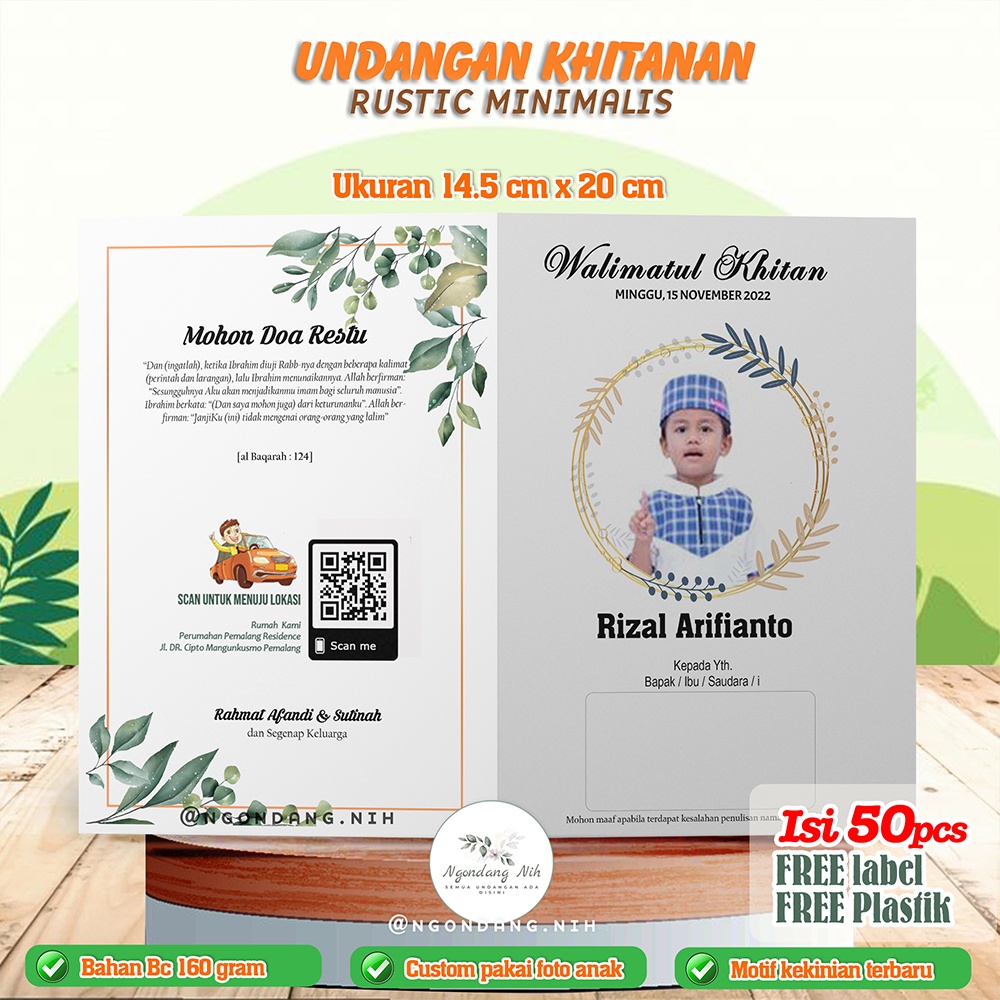 Jual undangan khitanan sunatan anak isi 50 | Shopee Indonesia