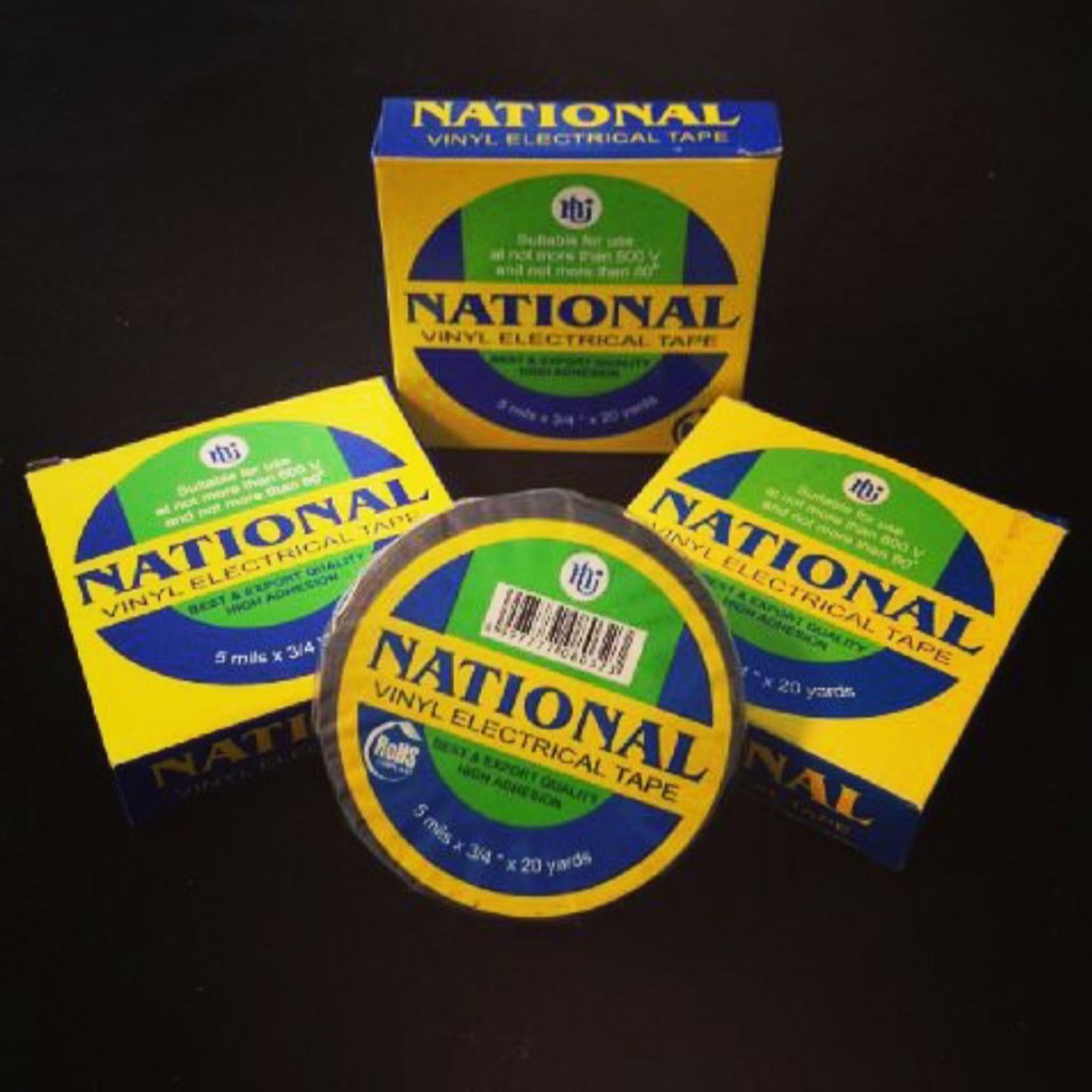 Jual Isolasi Listrik National PVC Electrical Tape 19 mm x 20 yard Hitam ...