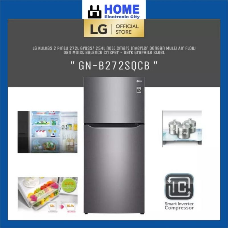 Jual LG GN-B272SQCB Kulkas 2 Pintu 272L gross/ 254L nett Smart Inverter Garansi Resmi | Shopee ...