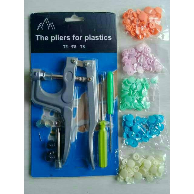Jual alat pasang + 50 set kancing snap button plastik T3 10mm / T5 12mm ...