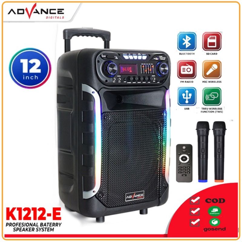 Jual Speaker aktif advance K1212 E 12 inch bluetooth free 2 microphone | Shopee Indonesia