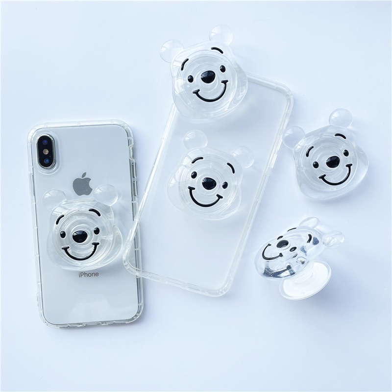 Jual Case with Popsocket Pooh Transparant Iphone 11 12 Pro Max Oppo A54 ...