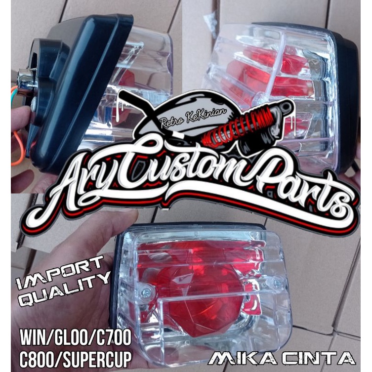 Jual Lampu belakang mika merah putih stoplamp honda win c700 c800 gl100 ...