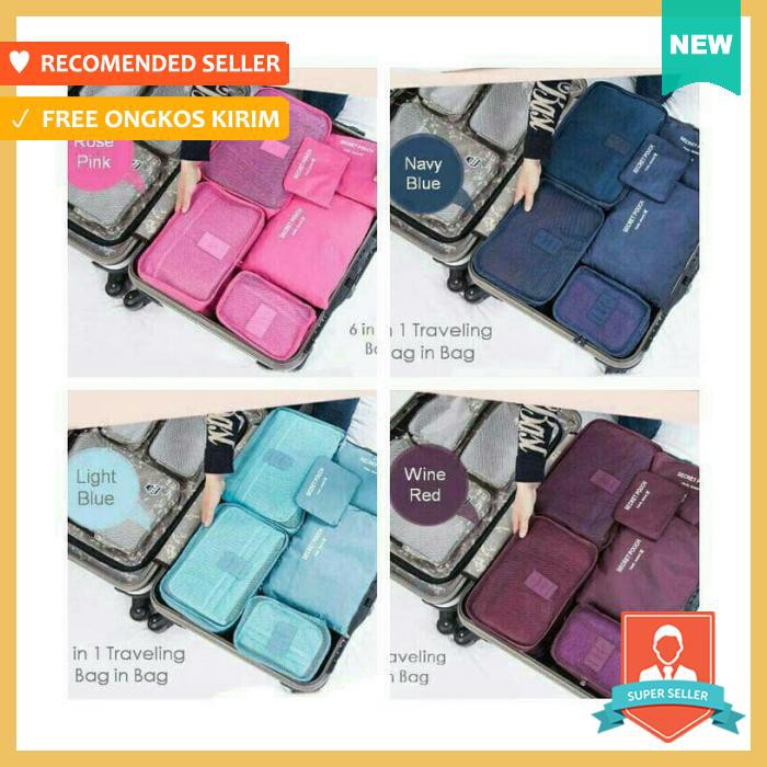 Jual Travel Organizer - Travel 6In1 Set Storage Bag / Cover Baju Koper ...