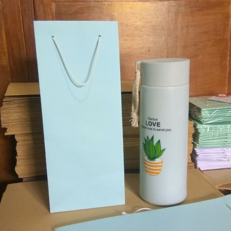 Jual PAPERBAG BOTOL POLOS | BIRU MUDA | 10cm x 10cm x 24cm | Shopee ...