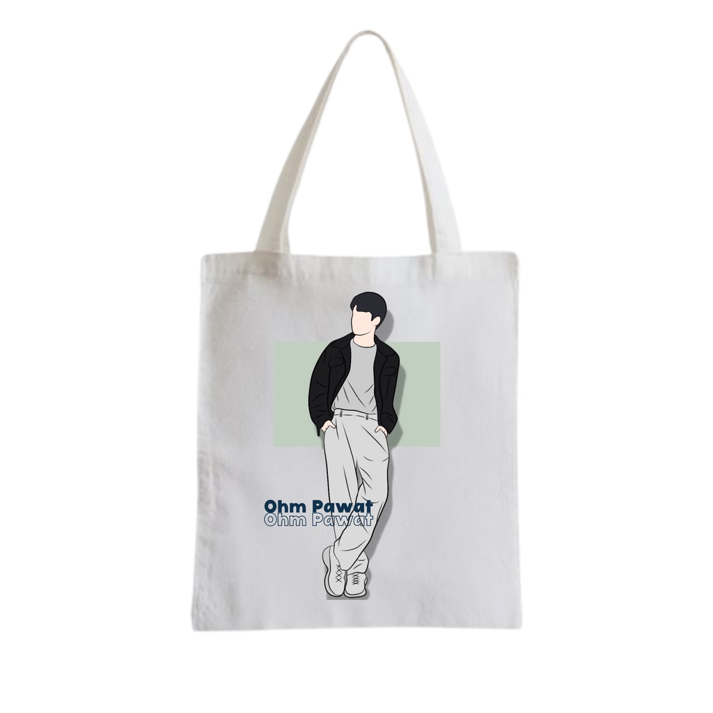 Jual Totebag Tote bag ohm pawat nanon korapat Thai Actor Ilustrasi Ohmnon Bad Buddy series ...
