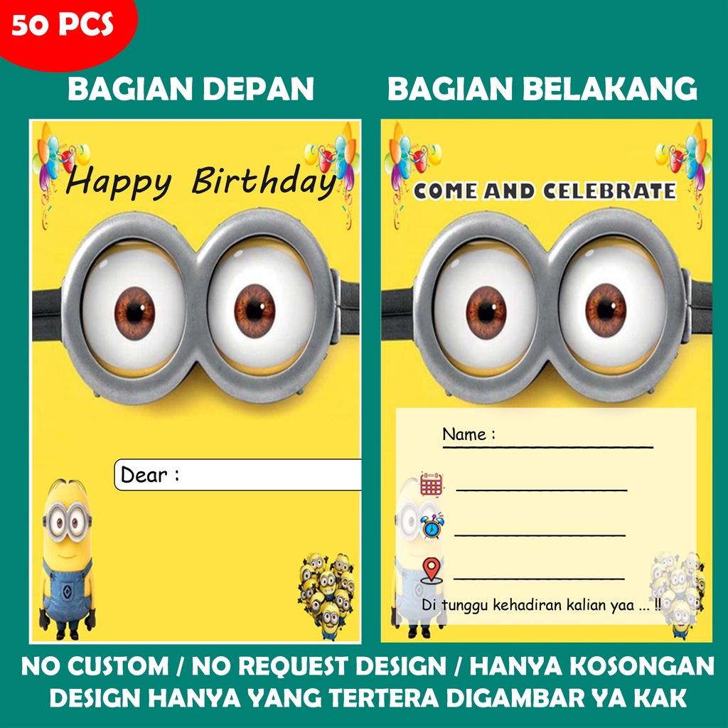 Jual Undangan ulang tahun Design 15 No custom / undangan ultah ...