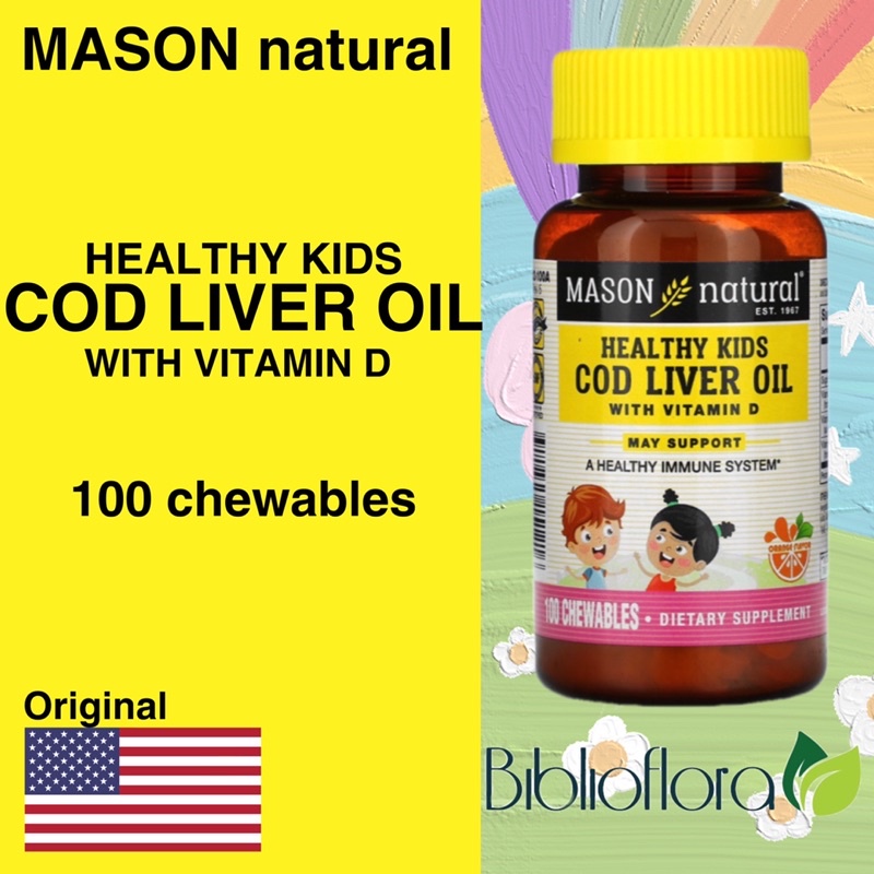 Jual Mason Natural Kids Cod Liver Oil 100 chewables Kunyah with Vitamin ...