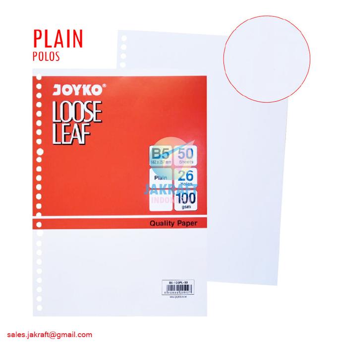 Jual Kertas Binder File Loose Leaf JOYKO B5 isi 50 Plain Polos 26 Ring | Shopee Indonesia