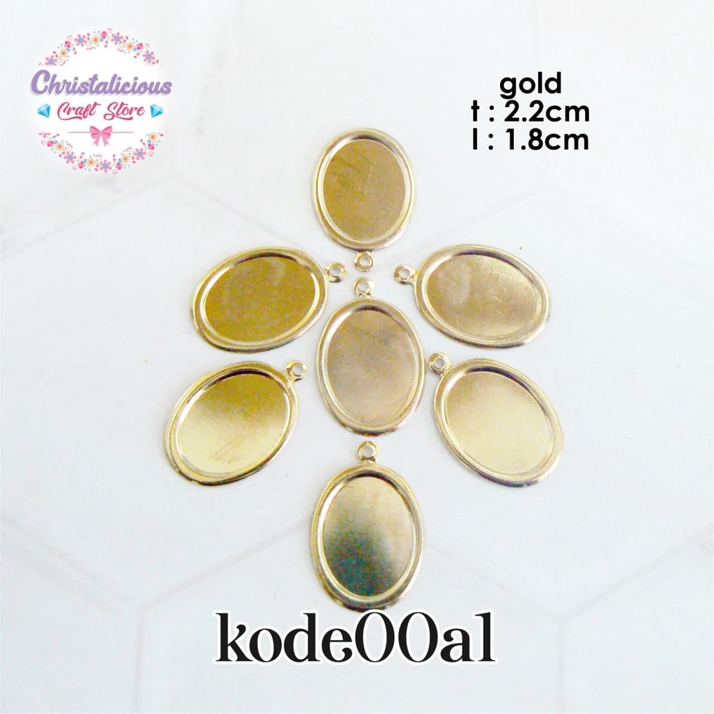 Jual Alas liontin oval gold dan silver untuk menempelkan hasil kreasi ...