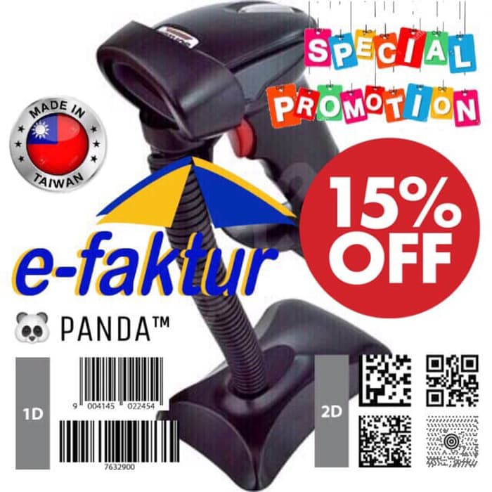 Jual 2D BARCODE SCANNER E-FAKTUR PANDA PRJ-890A AUTO+STAND(QR Code ...