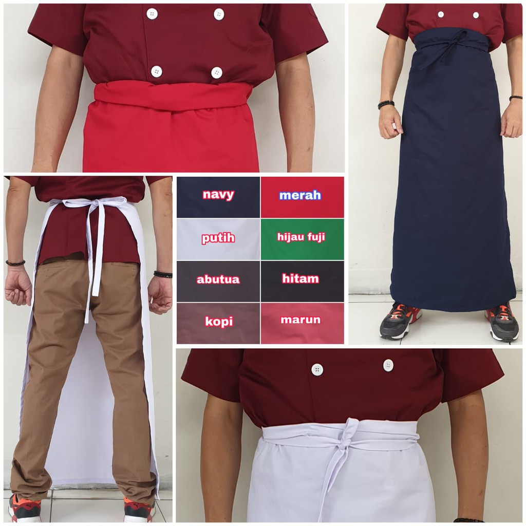 Jual Apron Chef Panjang Apron Half Panjang Celemek Masak Panjang Apron ...