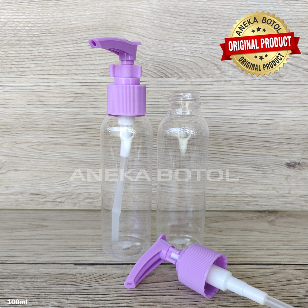 Jual BOTOL PET 100 ML BENING TUTUP PUMP PINK UNGU MONCONG NATURAL ...