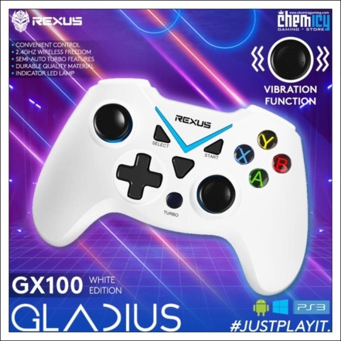 Jual Rexus GX100 atau GX 100 White Wireless xbox ps4 ps3 Gamepad ...