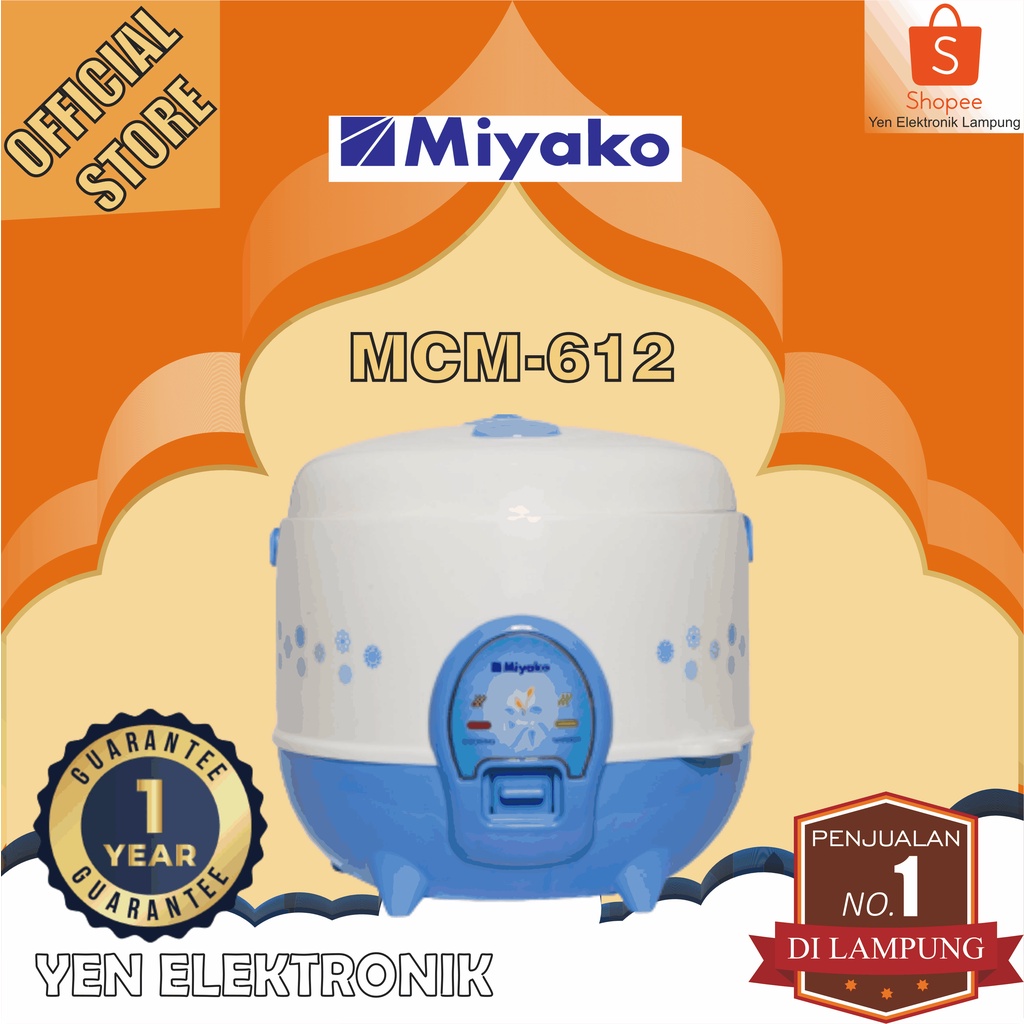 Jual Magic Com MIYAKO MCM 612 Rice Cooker 3 IN 1 - 1.2L Garansi Resmi ...