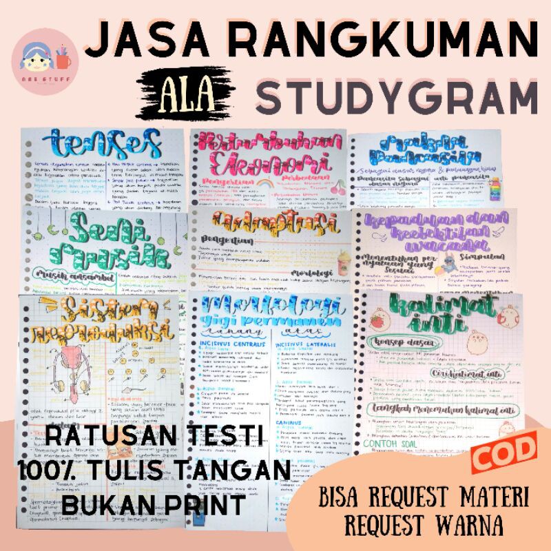 Jual JASA RANGKUMAN/JASA TULIS LETTERING ALA STUDYGRAM (Open Jasa ...