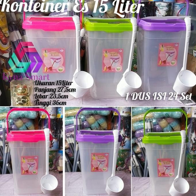 Jual Grab Gojek Tempat Es Buah Segi 15 Liter Lovenia / Akuarium Es ...