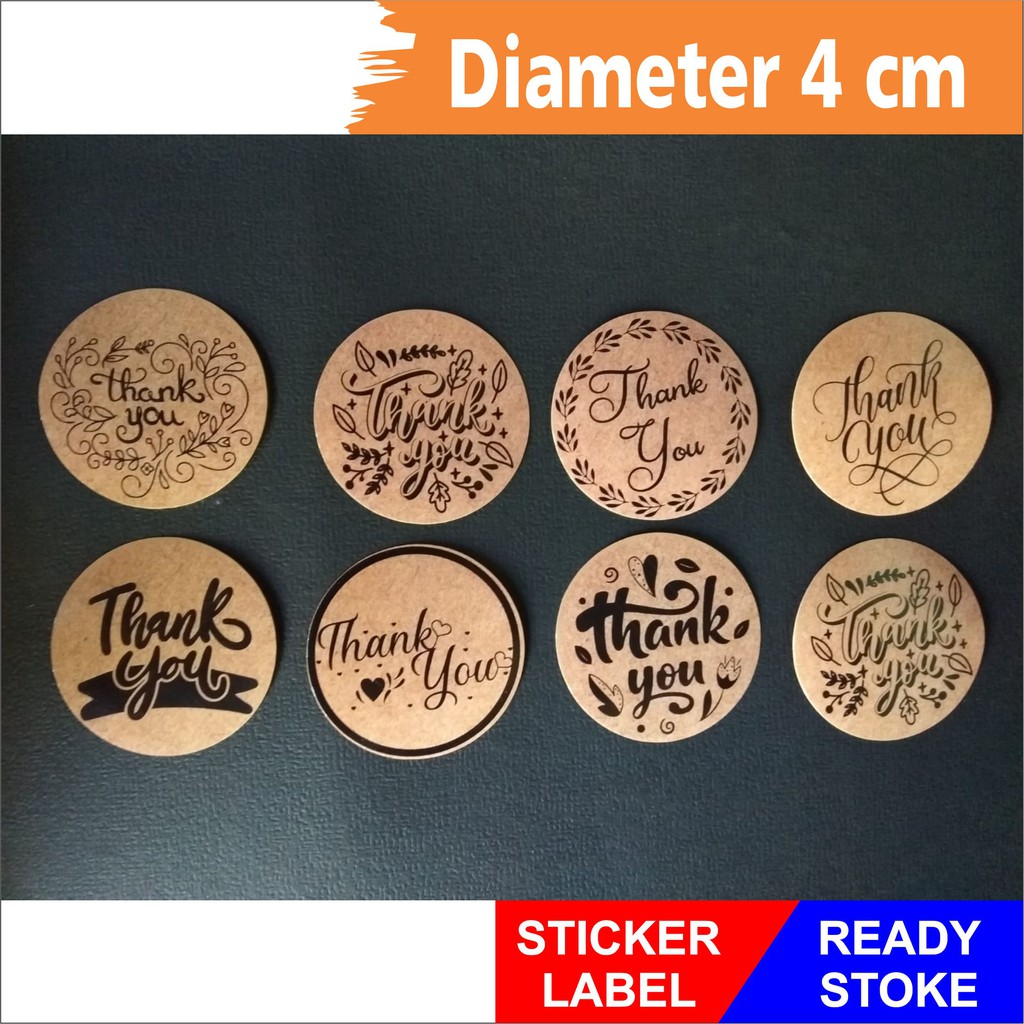 Jual READY 4cm Sticker Thank You, Sticker Terimakasih, Sticker Kraft ...