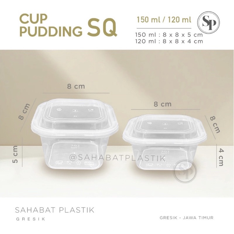 Jual 25pcs CUP PUDDING PERSEGI 150 ml / 120 ml / TEMPAT SAMBAL BUMBU PUDING KOTAK / THINWALL DM ...