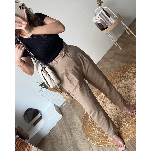 Jual Yori Linen Pants | Celana Basic Kantor Kuliah Wanita | Highwaist ...