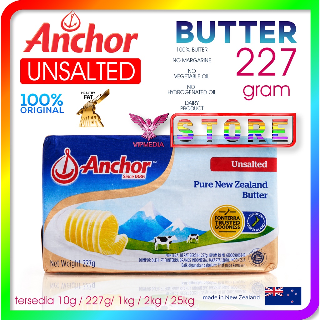 Jual ANCHOR BUTTER MENTEGA UNSALTED 227 Gram | Shopee Indonesia
