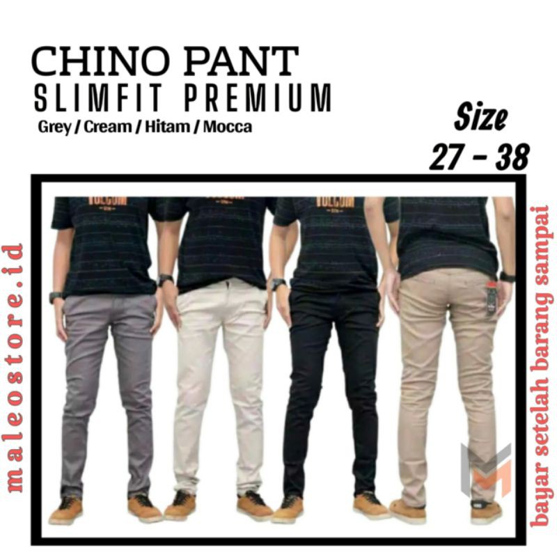 Jual Celana Panjang Slimfit Chino/Cino/Chinos Pria/Cowok Standar - Krem(Cream)/Abu(Grey)/Hitam ...