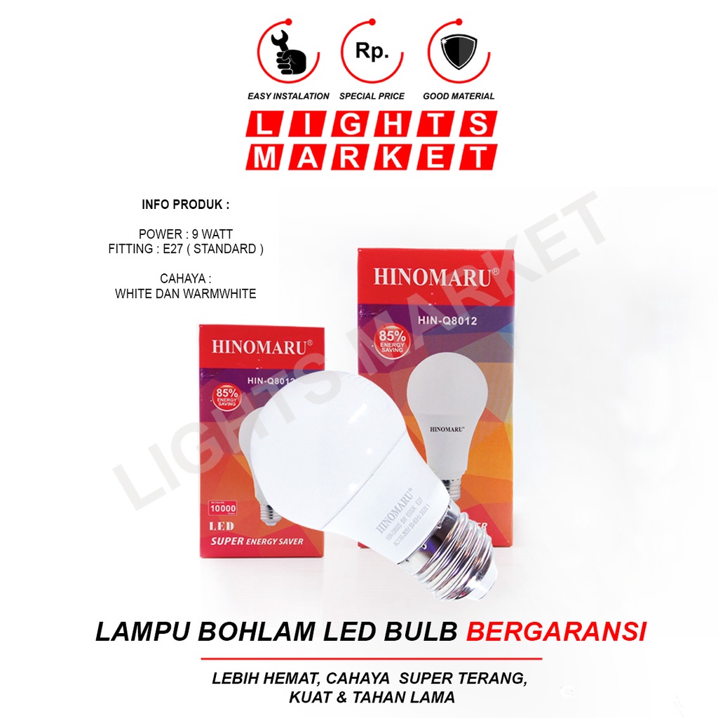 Jual Lampu LED 9W - Bohlam Warna Putih, Warm White SNI Garansi 1 Tahun ...