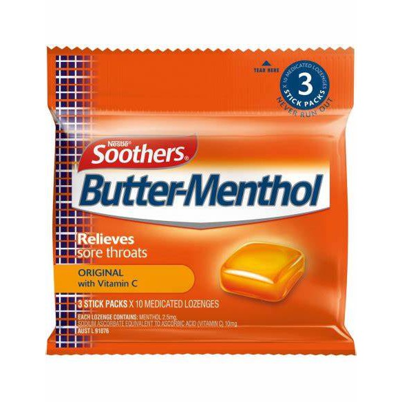 Jual Nestle Soothers Butter Menthol 3 x 10 Lozenges | Shopee Indonesia