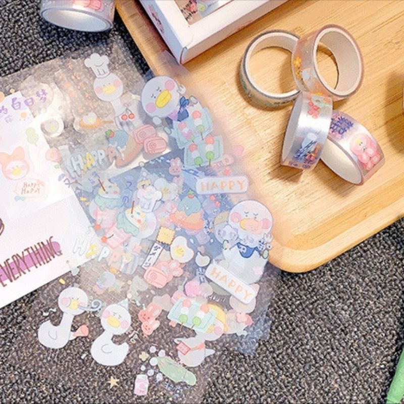 Jual Stiker Kartun Lucu Estetik / Selotip Kartun Transparan / Hiasan ...