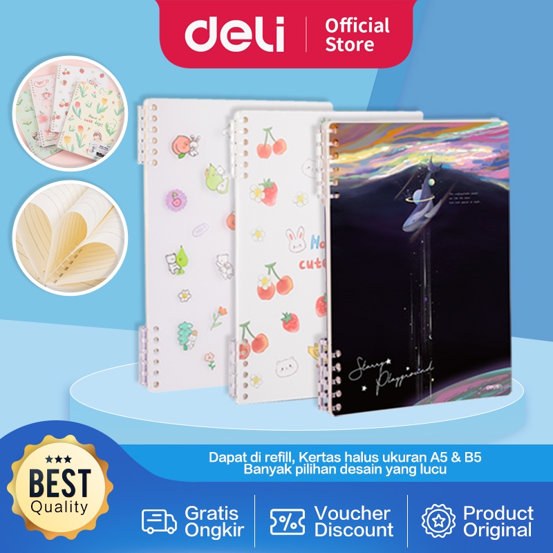 Jual Deli Loose-Leaf Notebook / Binder Buku Catatan Lucu Dapat di ...
