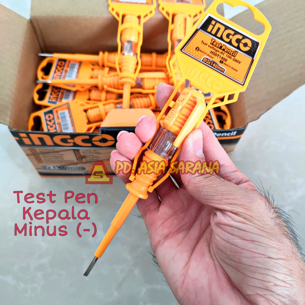 Jual Test Pen 500VAC (-) 3x140mm INGCO HSDT1408 Obeng Tespen Listrik ...