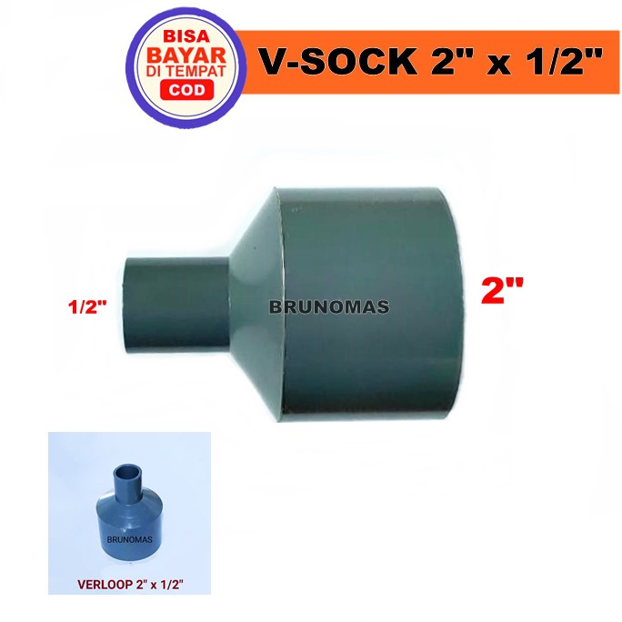 Jual V-sock 2" x 1/2" inc - Reducer Verloop Socket pipa pvc | Shopee ...