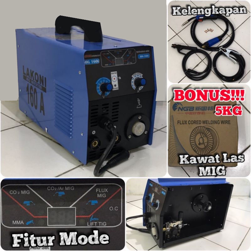 Jual Travolas Mesin Las Flux MIG CO2 MMA Lift TIG 160 Lakoni Mig 160 Mig160 i 4in1 | Shopee ...