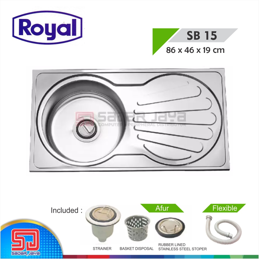 Jual Kitchen Sink Royal SB 15 Wastafel Dapur Bak Cuci Piring 1 Bowl Bersayap Pengering Samping ...
