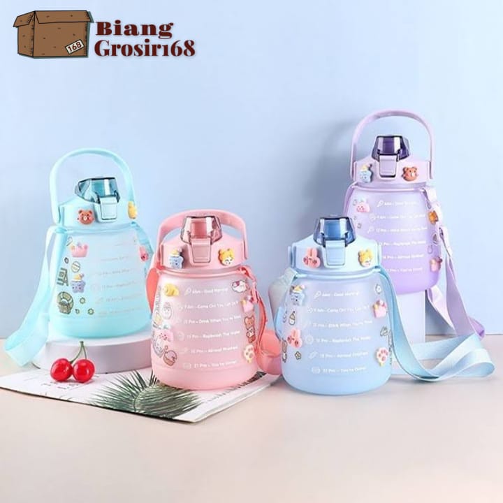 Jual Botol minum motifasi Botol kekinian Botol minum gemoy viral 1.2L ...