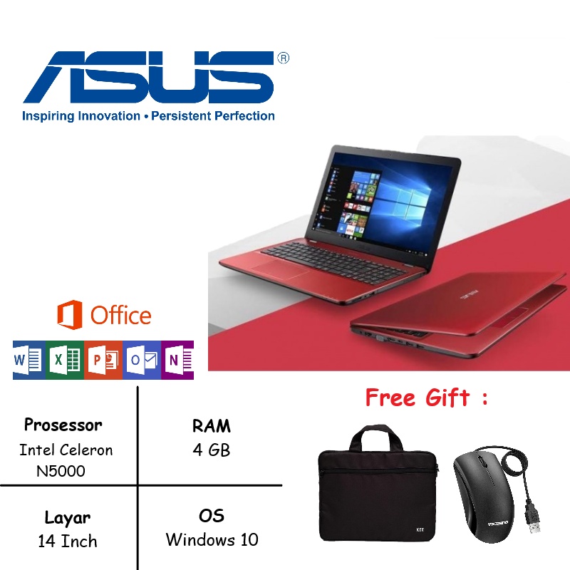 Jual Laptop Asus Vivobook X441M Intel Celeron N5000 ram 4GB Merah Red ...