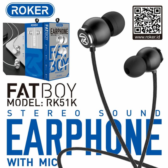 Jual Earphone-Handsfree-Headset ORIGINAL ROKER RK51K FAT BOY FULL METAL ...