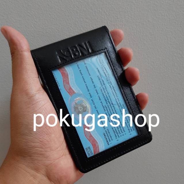 Jual Nametag kulit logo bank bni / name tag kulit bni / id card holder ...