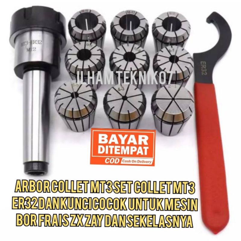 Jual ARBOR COLLET MT3 SET COLLET MT3 ER32 DAN KUNCI COCOK UNTUK MESIN ...