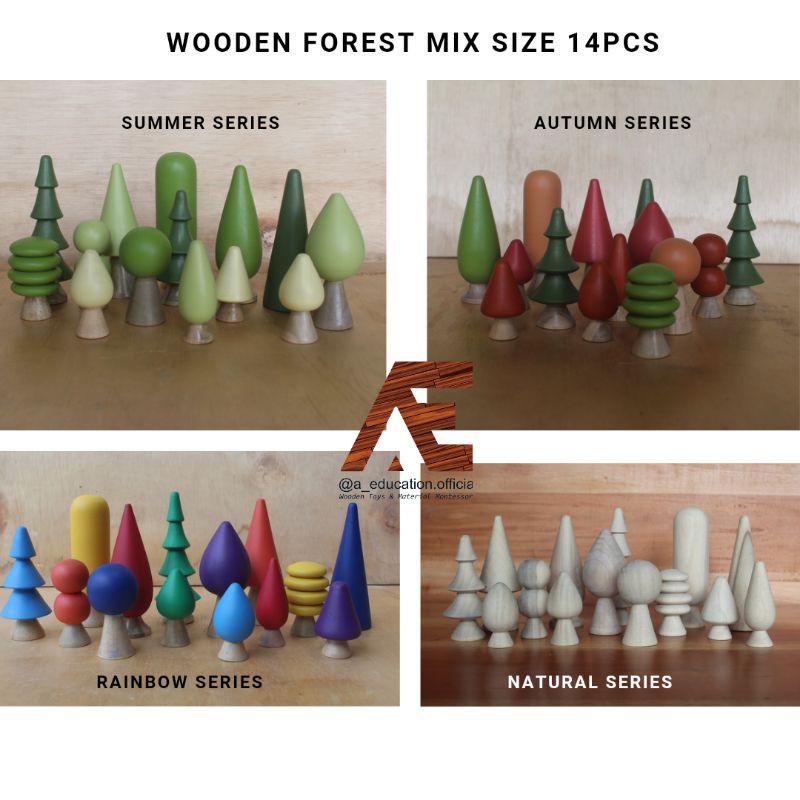 Jual Wooden Forest Natural mainan pohon kayu isi 14 natural | Shopee ...