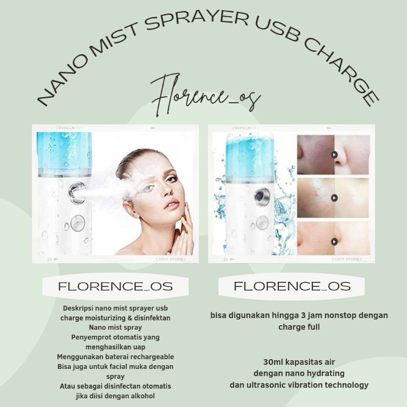 Jual FLO - Nano mist sprayer usb charge moisturizing & disinfektan Spray Multifungsi | Shopee ...
