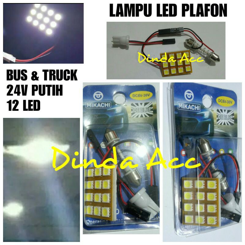 Jual Lampu LED plafon Kabin Mobil 24V Bus Dan Truck 12 Titik Putih ...