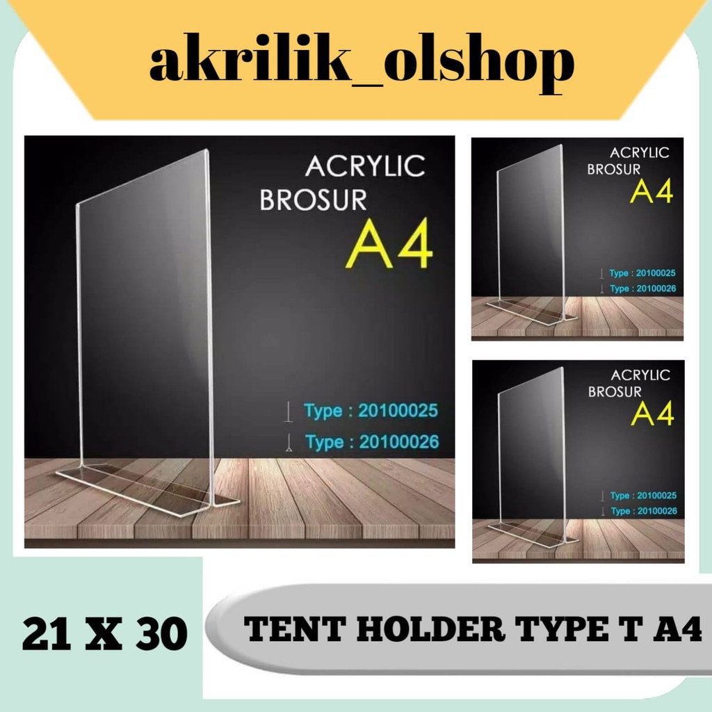 Jual Tempat brosur Akrilik A4 3MM/ Tent card Akrilik / Tent holder ...