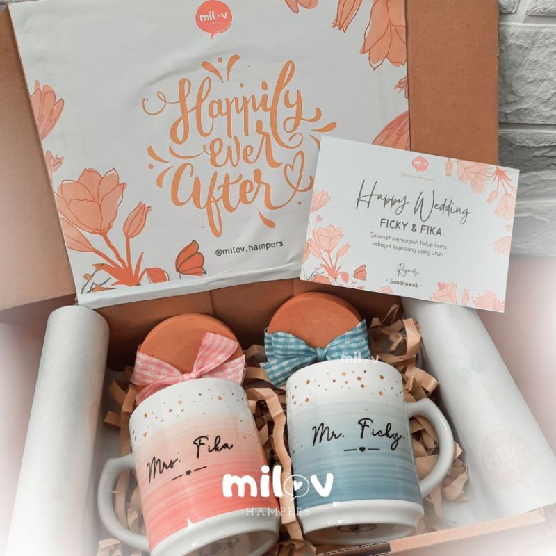 Jual Wedding gift box | mug couple | gelas couple | anniversary gift ...
