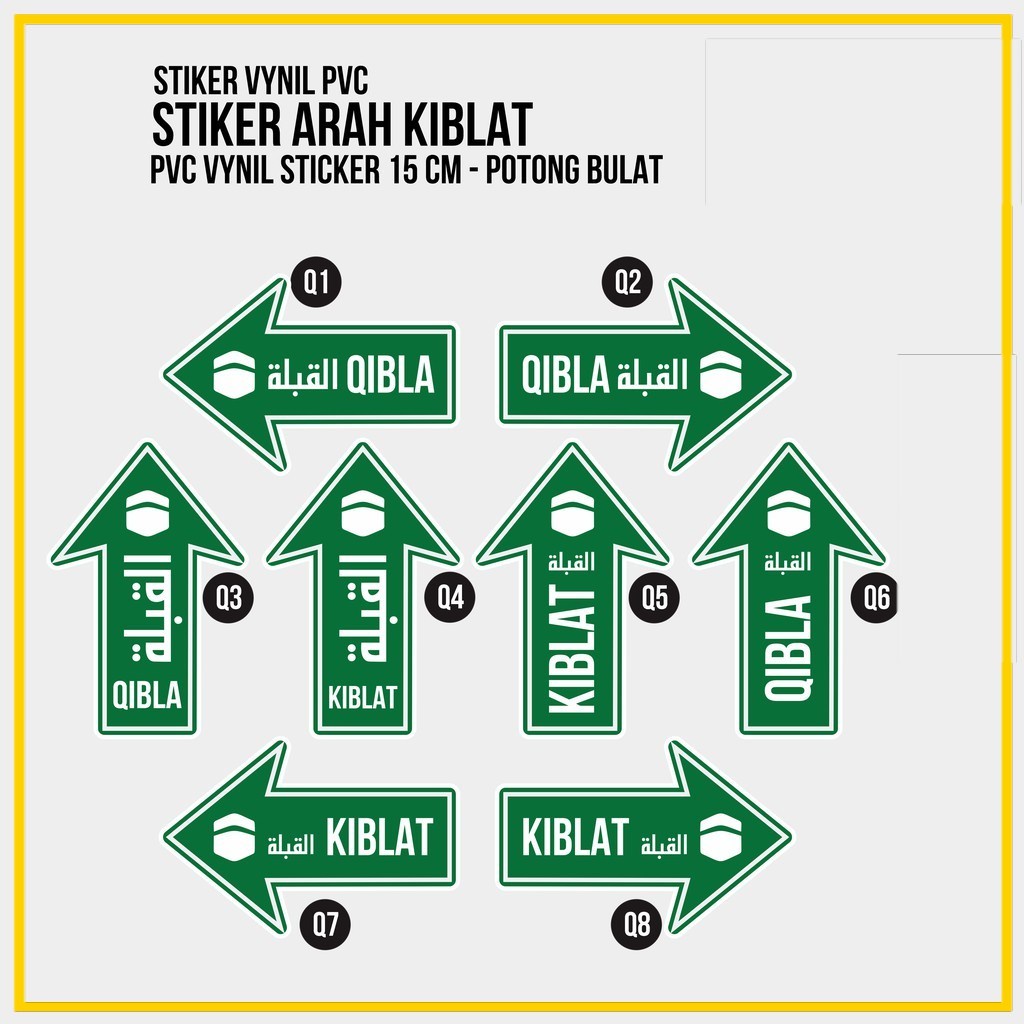 Jual Stiker Arah Kiblat Qibla Sign Stiker Arah ka'bah/Sholat Ukuran ...