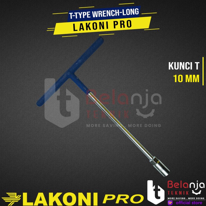 Jual Lakoni Pro T-Type Wrench Rubber Handle Sock 10MM Kunci Sok Shock T ...
