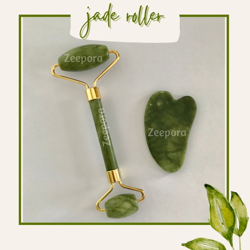 Jual Jade Roller guasha alat pijat faceroller antikerut penuaan dini ...