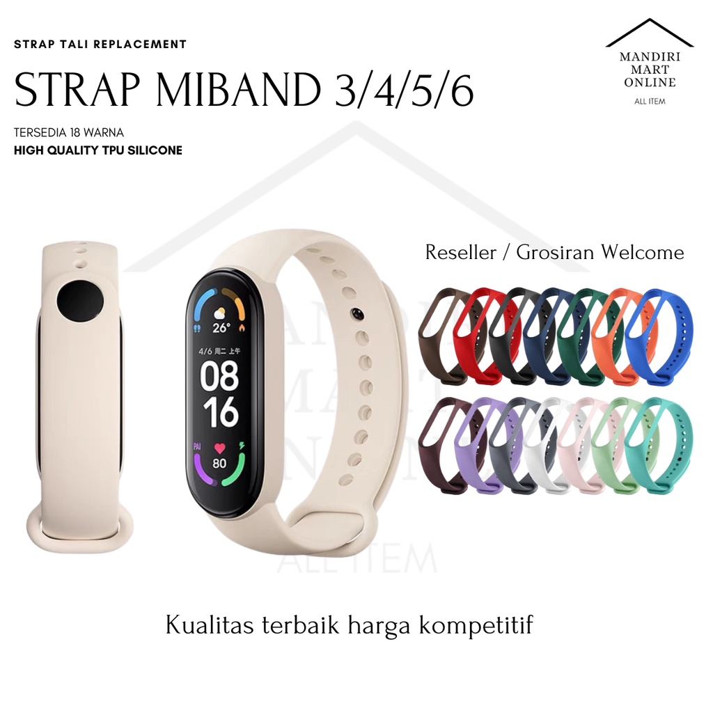 Jual Strap MiBand 3/4/5/6 Strap Silicone Tali Pengganti Xiaomi Mi Band 3/4/5/6 Warna Polos ...