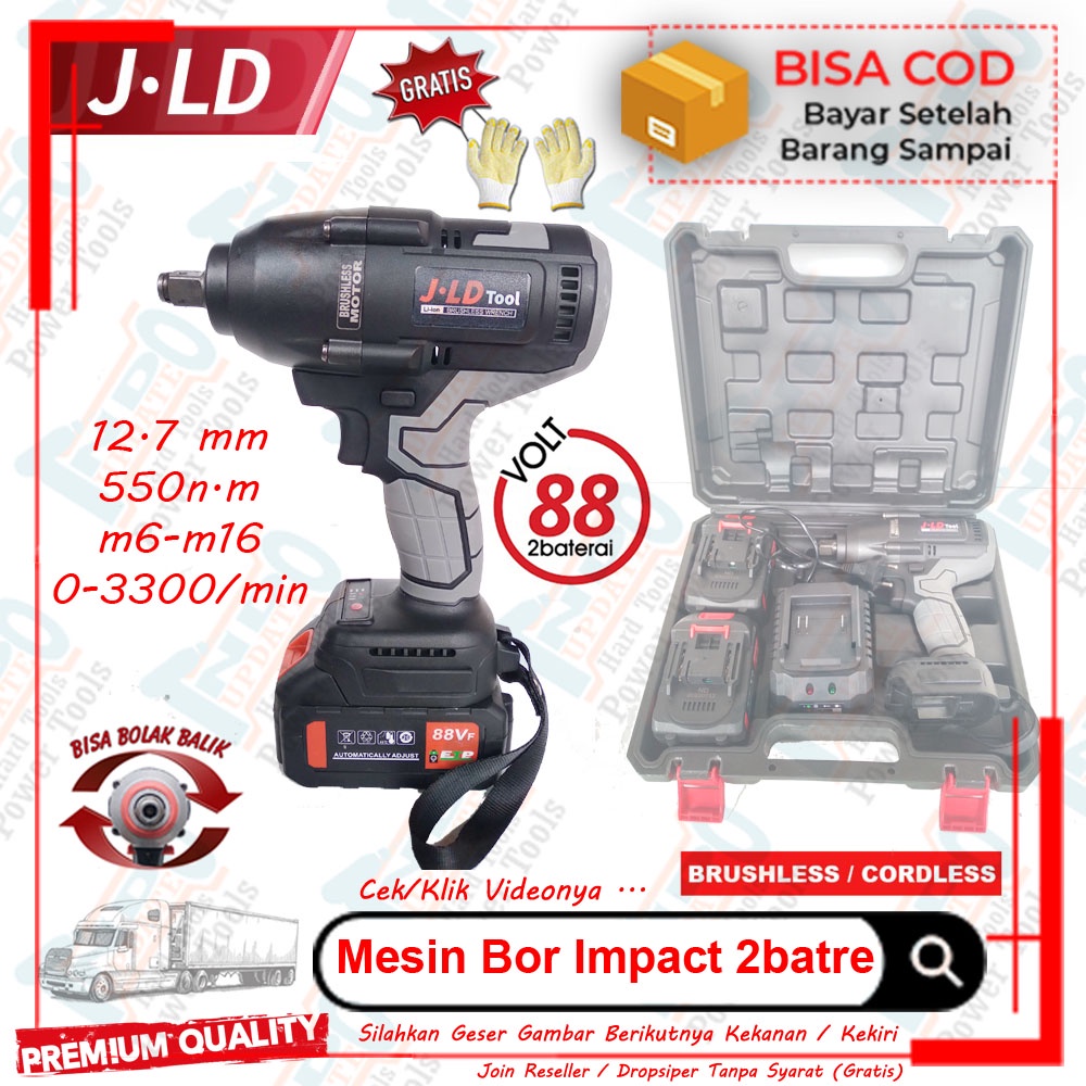 Jual Mesin Bor Impact wrench JLD Jumbo Torsi 550 NM di Baut Truk Engkel ...